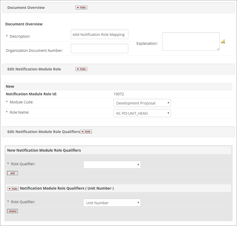 Maintenance - Notification Module Roles – Kuali Research