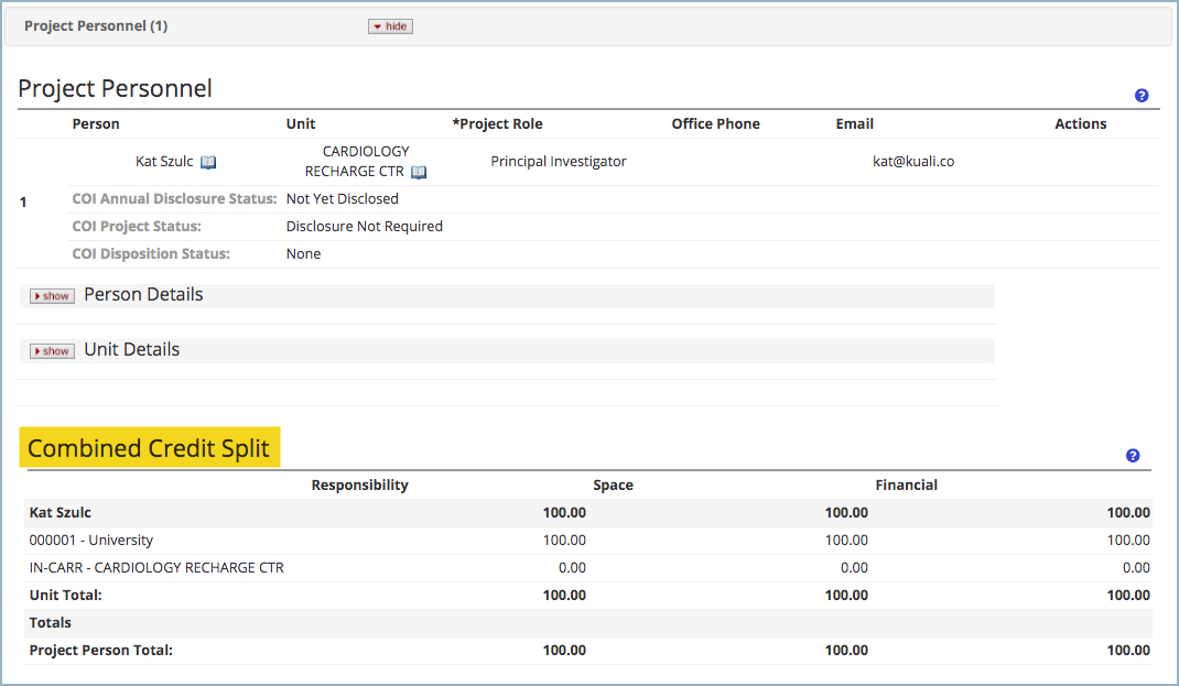 Parameters - institutionalproposal.creditsplit.enabled – Kuali Research