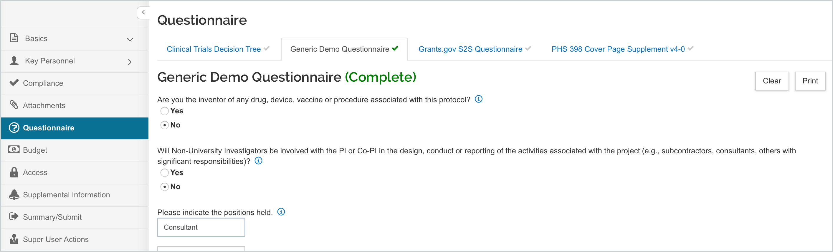 Proposal - Questionnaire – Kuali Research