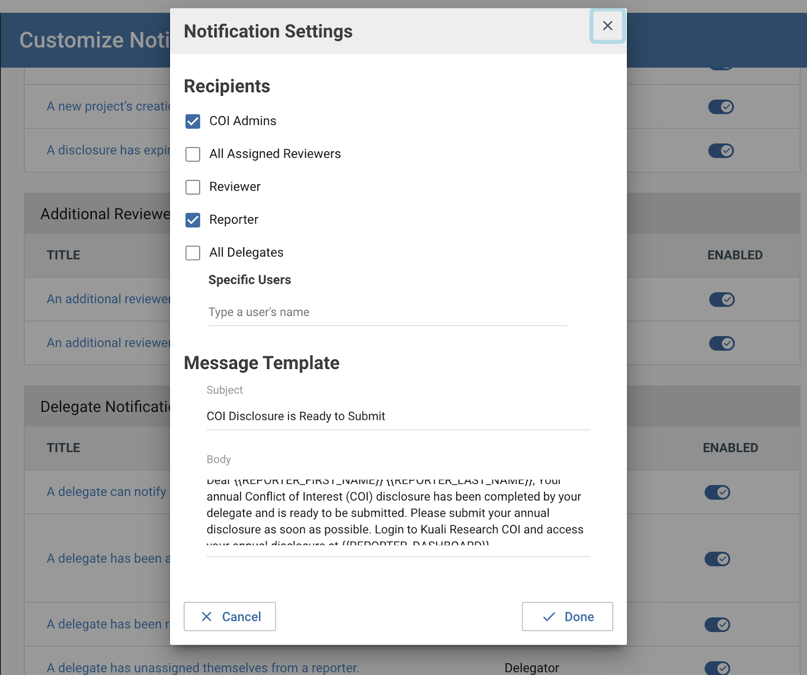 Delegate Notifications Now Available in COI – Kuali Research