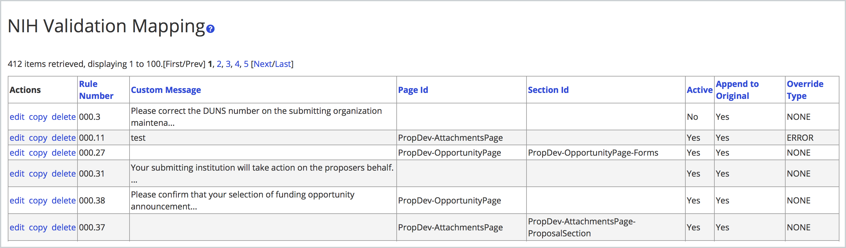 Maintenance - NIH Validation Mapping table – Kuali Research