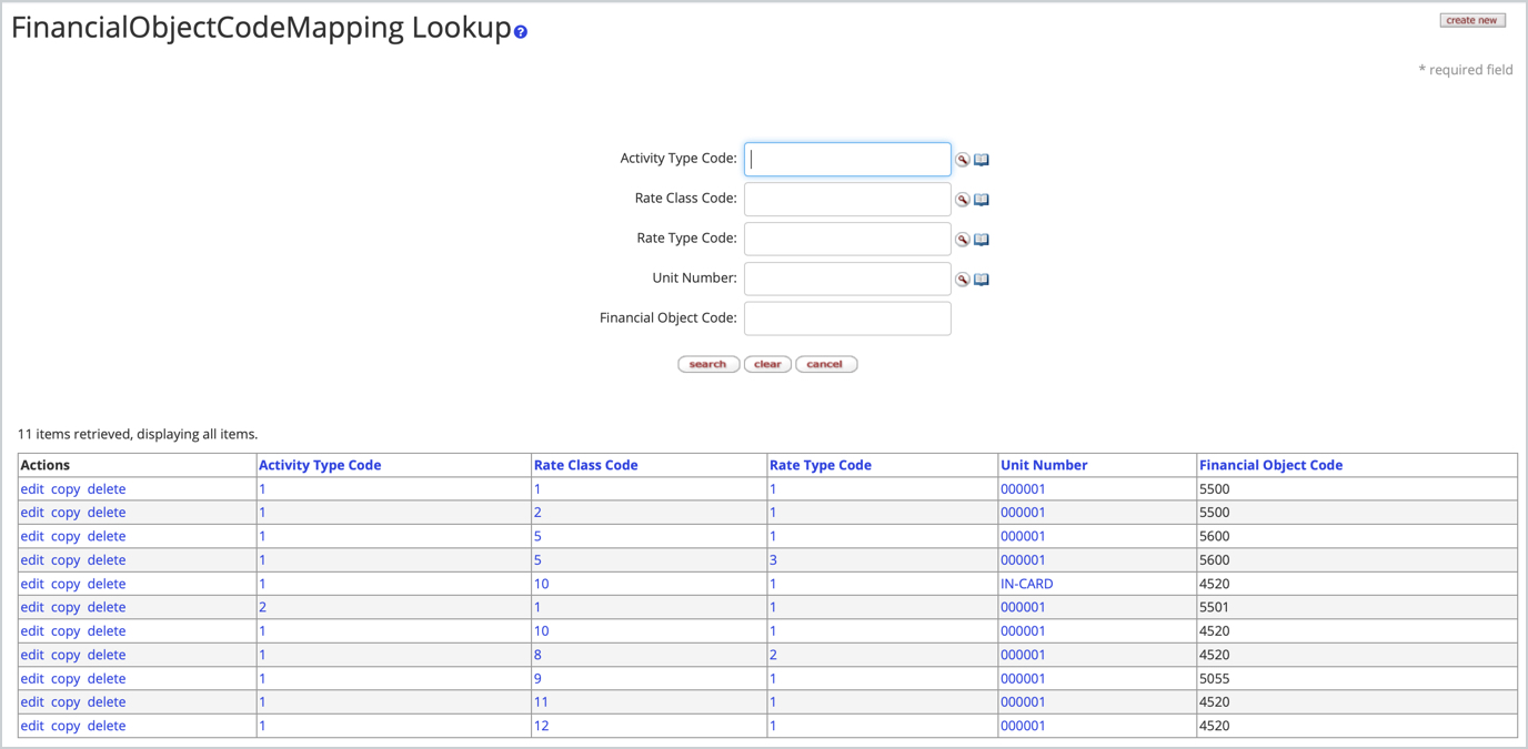 Maintenance - Financial Object Code Mapping – Kuali Research