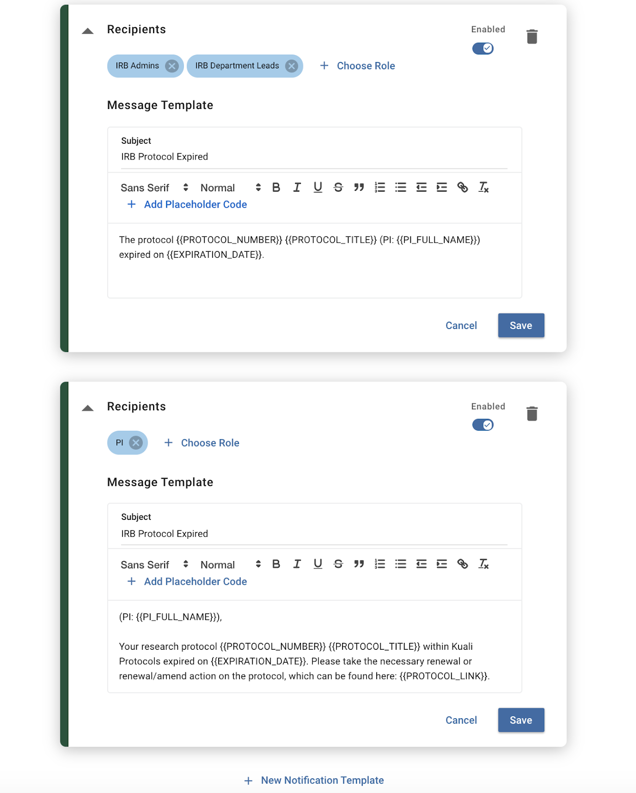 Multiple Notification Templates Now Available in Protocols – Kuali Research